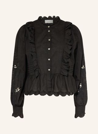 Neo Noir Neo Noir Bluse Petrine Mit Lochspitze Und R&uuml;schen schwarz
