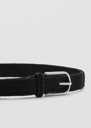 Mango Ceinture 100% cuir tress&eacute; noir - Homme - 100 - MANGO MAN