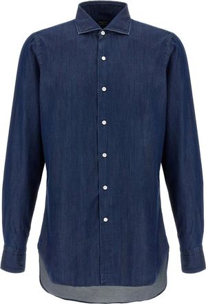 Finamore Homme, Chemises, Bleu, Taille: 2XL Napoli Shirt