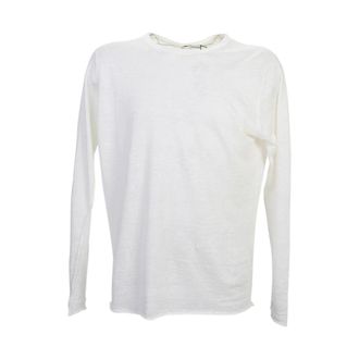 Original Vintage Geripptes Leinenhemd mit Rundhalsausschnitt - - Knitwear - Herren - Wei&szlig; - XL