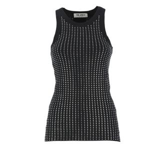 The Attico Schwarzes- mit Pailletten verziertes Baumwoll-Top - - Tops - Damen - Schwarzk - S