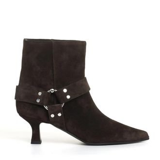 3Juin Stiefel - Brown Suede Ankle Boot With 55 Mm Heel And Metal R - Gr. 36,5 (EU) - in Schwarz - f&uuml;r Damen