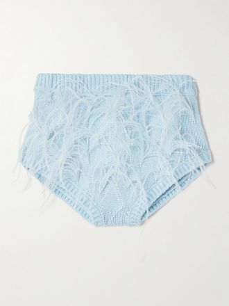 Shushu/Tong Shorts Aus Strick Mit Federn - Blau