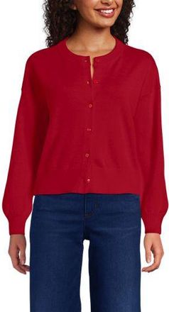 Lands End Kurzer Feinstrick-Cardigan aus Baumwolle, Damen, Gr&ouml;&szlig;e:36-38 regular, Rot, Baumwolle, by Lands End