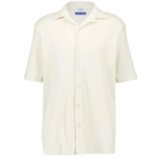 Off-white Chenille Jacquard Logo Bowling Kragenhemd - - Shirts - Herren - Beige - M