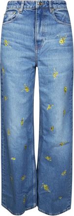 Ganni Femme, Jeans, Bleu, Taille: W28 Printed Flower Denim Lari Jeans