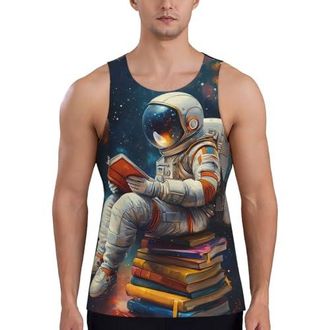 Generic D&eacute;bardeur respirant &agrave; s&eacute;chage rapide sans manches pour homme pour entra&icirc;nement &agrave; la plage S &agrave; 4XL, Astronaute de lecture spatiale 6, 3XL
