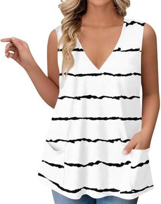 Generic Debardeur Femme Chic et &eacute;l&eacute;gant Chemisier sans Manche R&eacute;tro D&eacute;bardeur Blanc Grande Taille Crop Top ete Haut Chic et Elegant Caraco Vetement Femme ete 