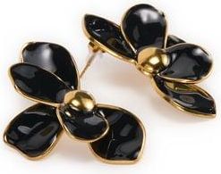 Au Printemps Paris Blumenohrringe - Schwarz