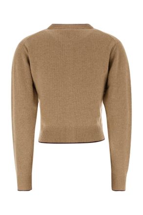 Chlo&eacute; Womens Camel Wool Blend Cardigan Beige Exterior: Cashmere Maglieria Sweater