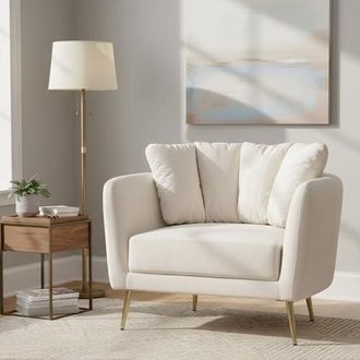 Dmora Sessel Biassono Wei&szlig;, Armlehnen, Traglast 150 kg