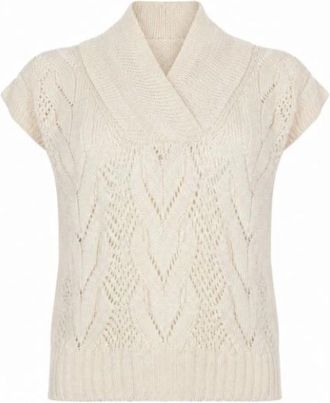 D.exterior Femme, Pulls, Blanc, Taille: 38 FR Pull en maille &agrave; col en V