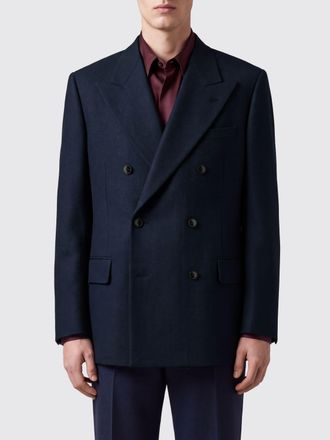 Dries Van Noten Blazer crois&eacute; en pure laine avec revers en pointe