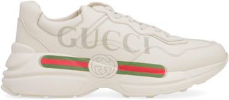 Gucci Mens Sneakers Rhyton Ivory Leather Cow Hide Trainers