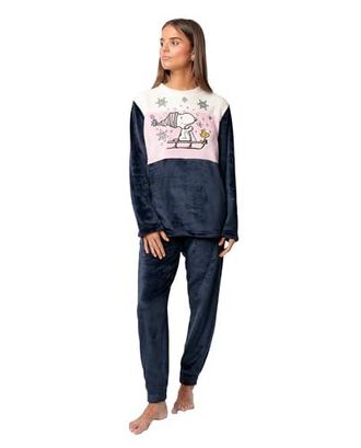 Peanuts Pyjama &agrave; manches longues pour femme Snow Drift, bleu, L