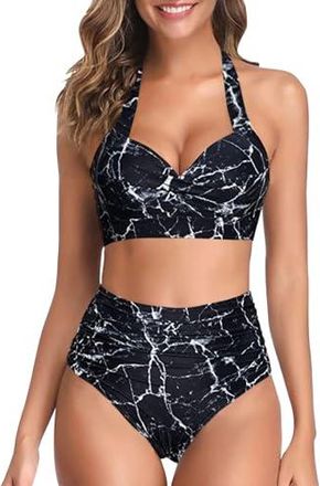 Generic Ensemble bikini sexy et &eacute;l&eacute;gant pour femme - Deux pi&egrave;ces - Col en V - Triangle - Push Up - Bikini de plage - Maillot de bain ventre plat - Haut de bik