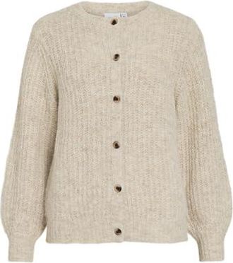 Vila Vila Vilampe mpe O-Neck L/S Knit Cardigan Noos, Super Light Natural Melan, M Femme