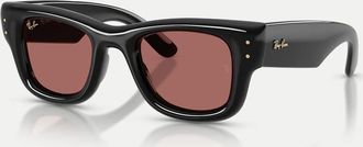 Ray-Ban Wayfarer - Bauschige, eckige Sonnenbrille in Schwarz mit violetten Gl&auml;sern