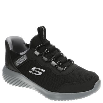 Skechers Bounder Brisk-Burst Sneaker, Black Synthetic/Textile/Charcoal Trim, 27.5 EU