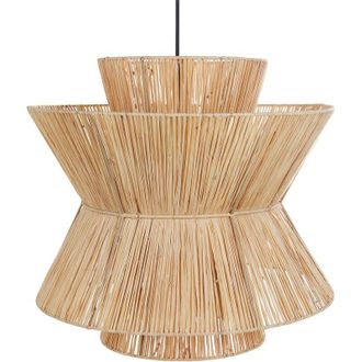 Beliani Beliani - Lampe Suspendue &Eacute;clairage Boho Abat-jour en Paille Naturelle et Base M&eacute;tal Noir Telamba