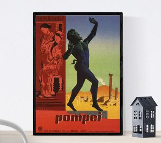 Nacnic Vintage Poster Weinleseplakat von Frankreich und Italien. Treffen Sie Pompeji. A4-Format