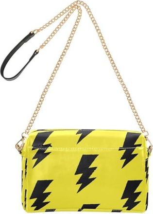 HMZXZ Flash Lightning Bolt Sac à bandoulière en cuir pour femme Petit sac à main bandoulière Jaune