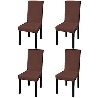 vidaXL 4X Housse de Chaise Droite Extensible Marron Couvercle Protectiion Sofa