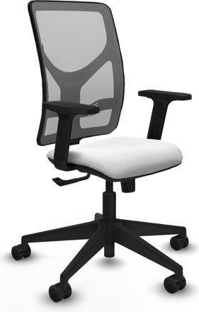 Piqueras y Crespo Verstellbarer Stuhl mit Rollen, 2D-Armlehnen, h&ouml;henverstellbare Lendenwirbelst&uuml;tze, ausgestattet mit 3 Positionen und Schneideschaum, Grau/Wei&szlig;