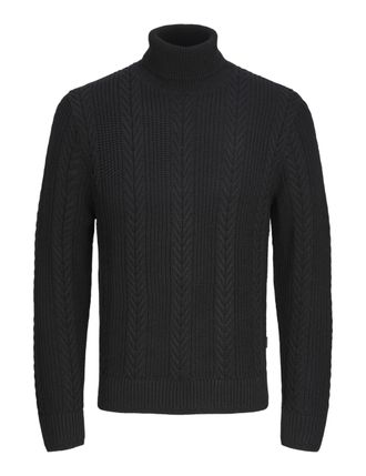 Jack & Jones JACK&JONES Herren JCOCIPHER Knit ROLL Neck Strickpullover, Black, X-Large