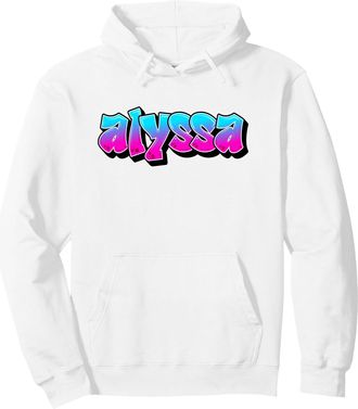 BDAZ Alyssa Graffiti Personalisierter Name Blau Rosa Frauen M&auml;dchen Pullover Hoodie