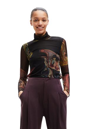 Desigual Womens Long Sleeve T-Shirt, Black, S