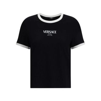 Versace Logo T-Shirt - - Tops - Damen - Schwarzk - S