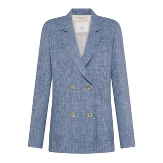 Seventy Femme, Vestes, Bleu, Taille: 44 FR Giacca in misto lino