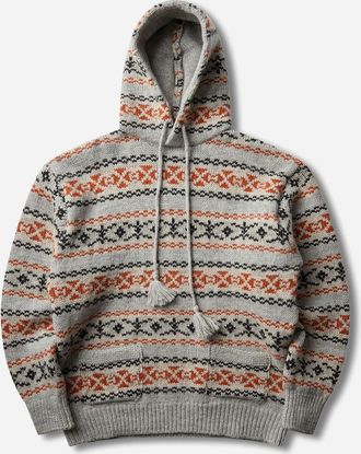 KAPITAL Men s 3G Wool Yellowknife Fair Isle Hoodie Sweater Orange