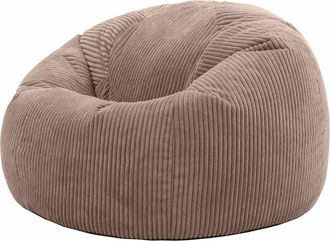 Icon Brand Kingston Sitzsack Cord, Mokkabraun, Sitzsack Erwachsene mit Füllung, Bean Bag, Cord Sessel, Lounge Sessel, Lounge Stuhl, Schlafzimmer, Wohnzimmer, Woh