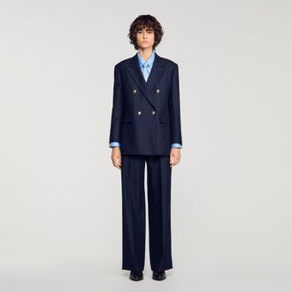 Sandro Veste de tailleur strass&eacute;e en laine