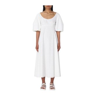 Kenzo Elegantes Midi-Kleid Puff&auml;rmel - - Dresses - Damen - Wei&szlig; - 2XS
