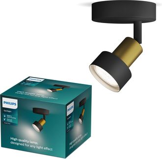Philips Conduit LED 1er Spotleuchte, GU10 Lampe nicht enthalten, Messing, IP20, Schwarz/Gold