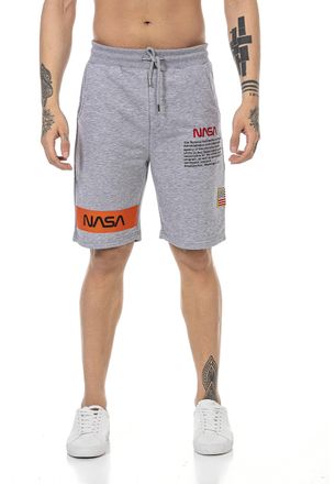 Red Bridge Herren Shorts Kurze Hose Sweat Pants Jogginghose NASA Logo Grau XL