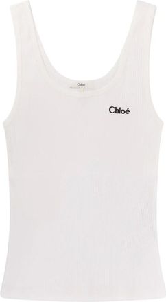 Chlo&eacute; Femme, Tops, Blanc, Taille: 42 FR D&eacute;bardeur Logo en jersey