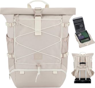 Johnny Urban Reiserucksack Damen & Herren Beige - Allen Travel L - 37L Rolltop Rucksack Groß Handgepäck - Idealer Backpack für Reisen Ausflüge Trips - Wasserabweis
