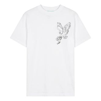 Off-white Baumwoll-T-Shirt mit Print - - Tops - Herren - Wei&szlig; - S