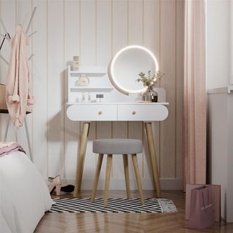 Vicco Schminktisch Weiß Edda 80x121x40 cm - Frisiertisch, Perfekte Lösung für kleine Räume - maximale Nutzung von Stauraum