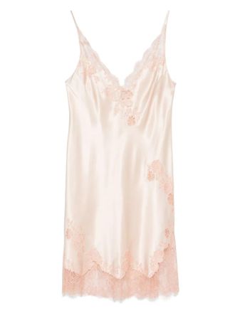 Carine Gilson nuisette en soie ornée de dentelle de Calais-Caudry - Rose