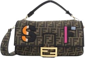 Fendi Sac Bandouli&egrave;re Baguette Grand Mod&egrave;le en Nylon Pre-owned - Femme - Pre-owned - Brun - Taille: ONE Size