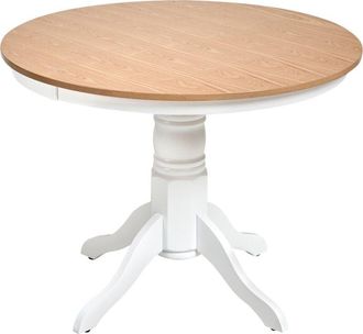 Beliani Beliani - Table de Salle &agrave; Manger Extensible Bois de Fr&ecirc;ne Ronde 100 cm Marron Clair Akron