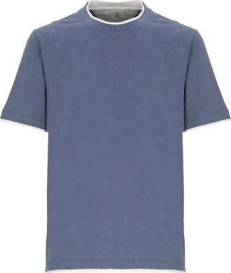 Brunello Cucinelli Homme, Tops, Bleu, Taille: 2XL T-Chemises