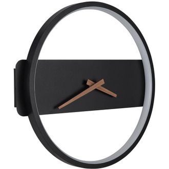Globo Lighting Wanduhr Wandleuchte LED-Hintergrundbeleuchtung Metall Schwarz-matt d 32 cm