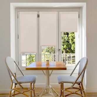 Blindecor Aure | Store enrouleur Easyfix translucide uni - Marron clair, 140 x 180 cm (largeur x hauteur) | Taille du tissu 137 x 175 cm | Stores de fenêtre san