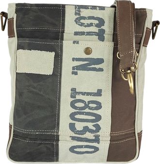 Sunsa Damen Umh&auml;ngetasche. Vintage Tasche aus Canvas & Leder. Nachhaltige Crossover Bag in braun/beige/schwarz. Schultertasche f&uuml;r Sie/Ihn.27x34x8 cm